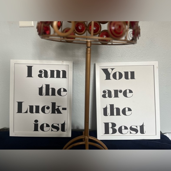 Wall Decor | A Set Of White Pictures In Black Print I Am The Luckiest ...